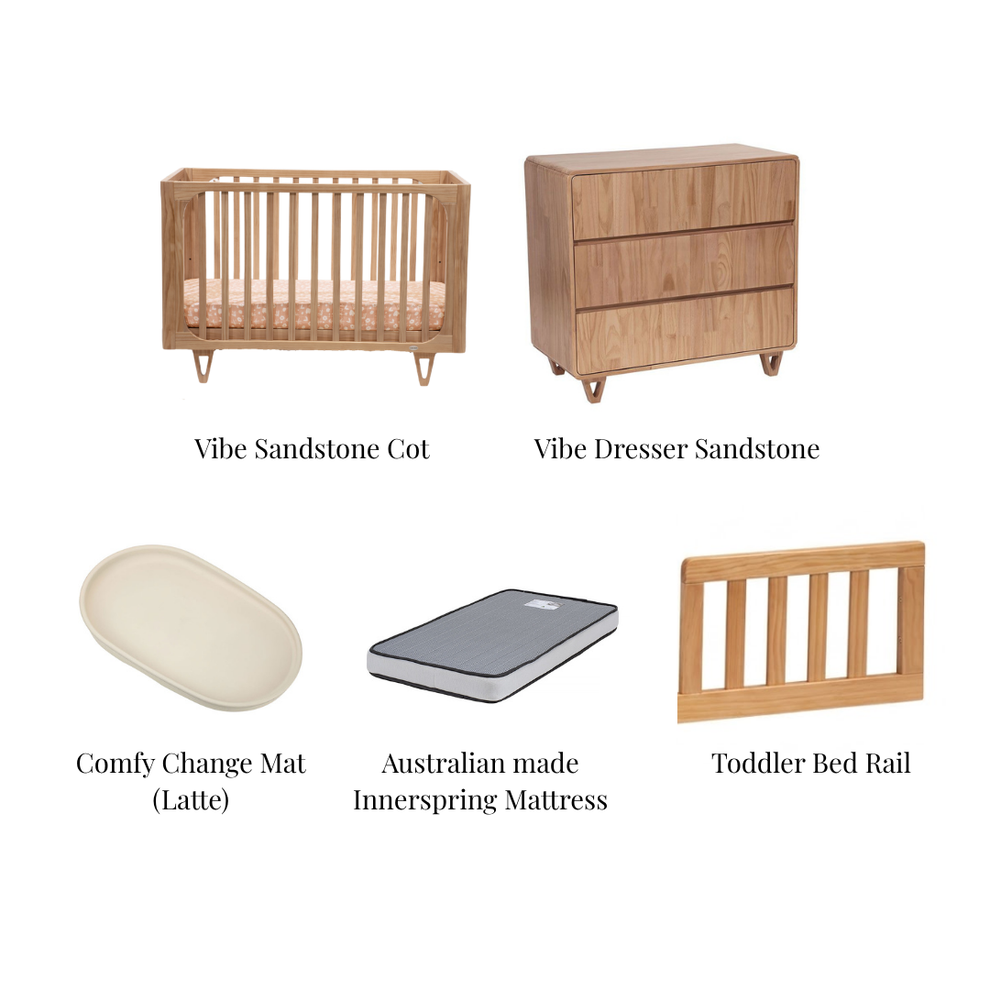 Vibe Sandstone Grow With Me Nursery Bundle | Cocoon Furniture